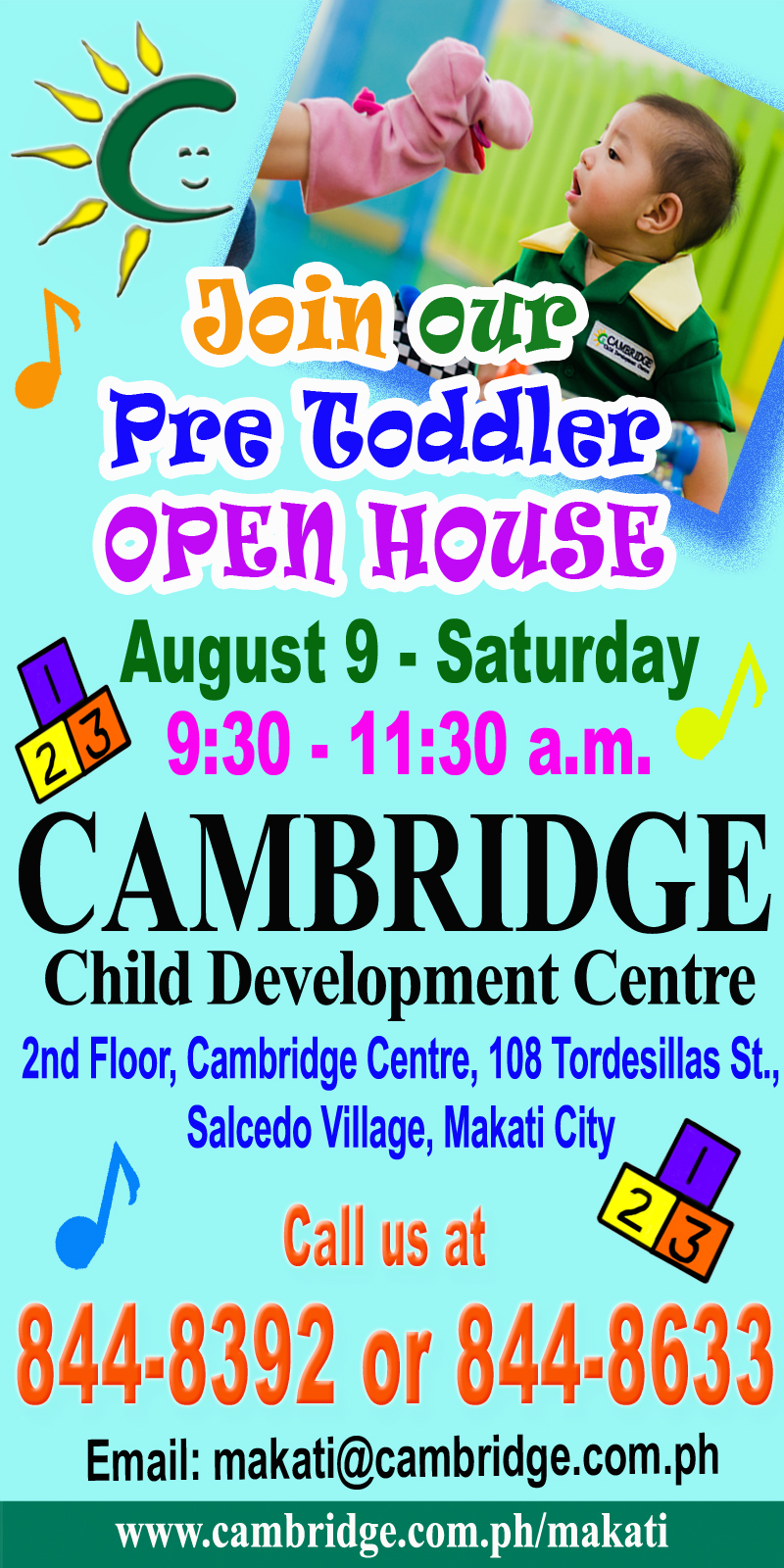 Invitation to Cambridge Child Development Centre Makati’s Pretoddlers ...