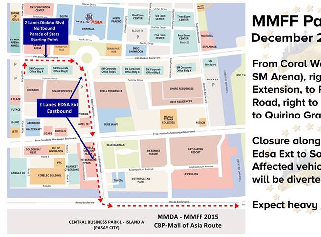 MMDA Advisory: Road closures on Dec 23 for MMFF Parade of Stars ...