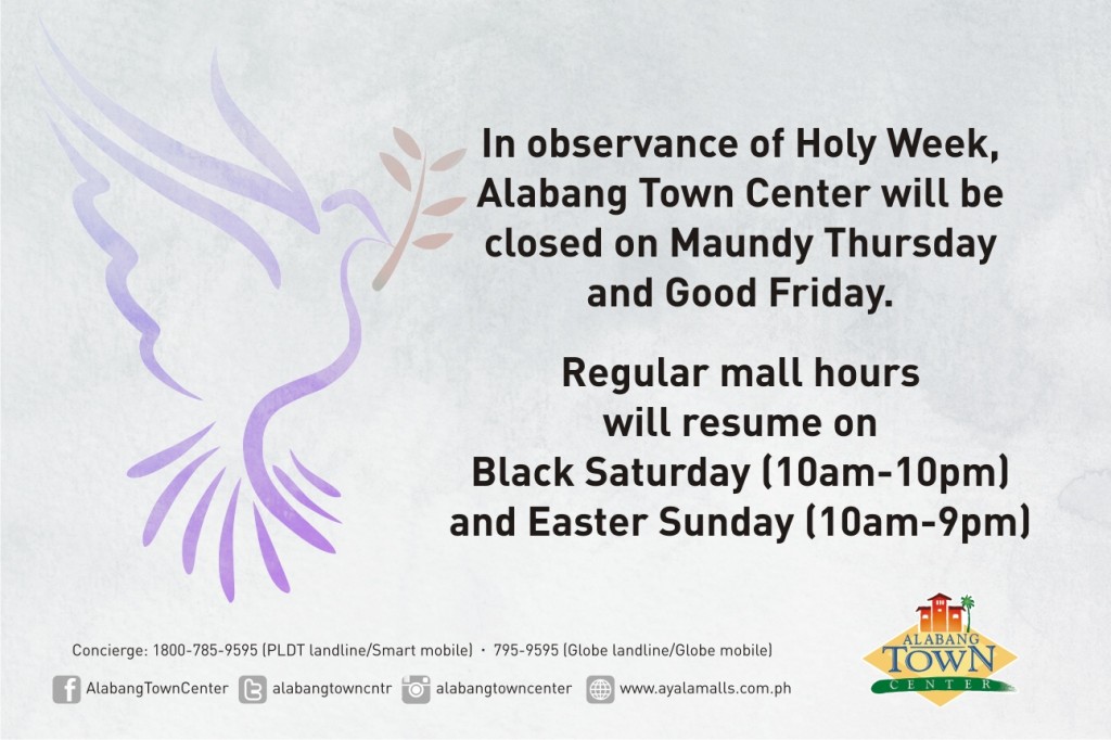 LIST: Holy Week 2016 Mall Hours | Philippine Primer