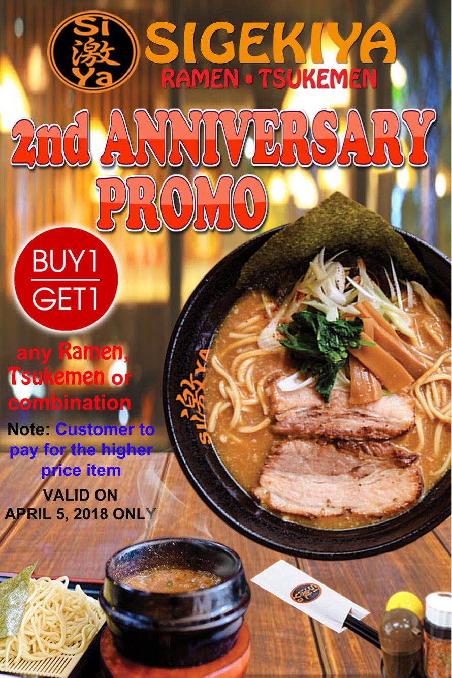 Sigekiya celebrates 2nd anniversary with exciting promos this April ...