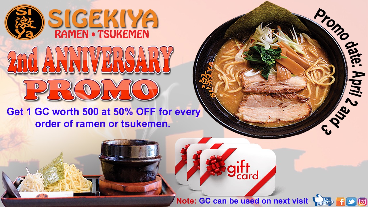Sigekiya celebrates 2nd anniversary with exciting promos this April ...