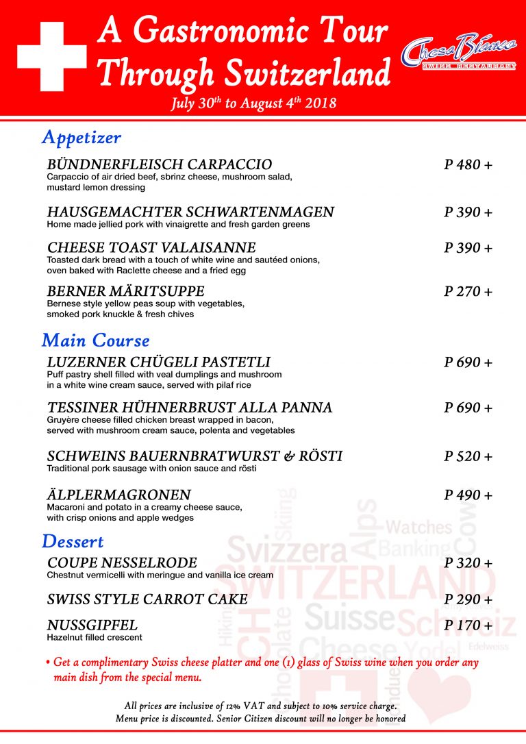 Chesa Bianca Celebrates Swiss National Day 2018 with Gastronomic Tour ...