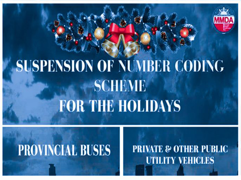 MMDA Suspends Number Coding Scheme for the 2019 Holiday Season ...