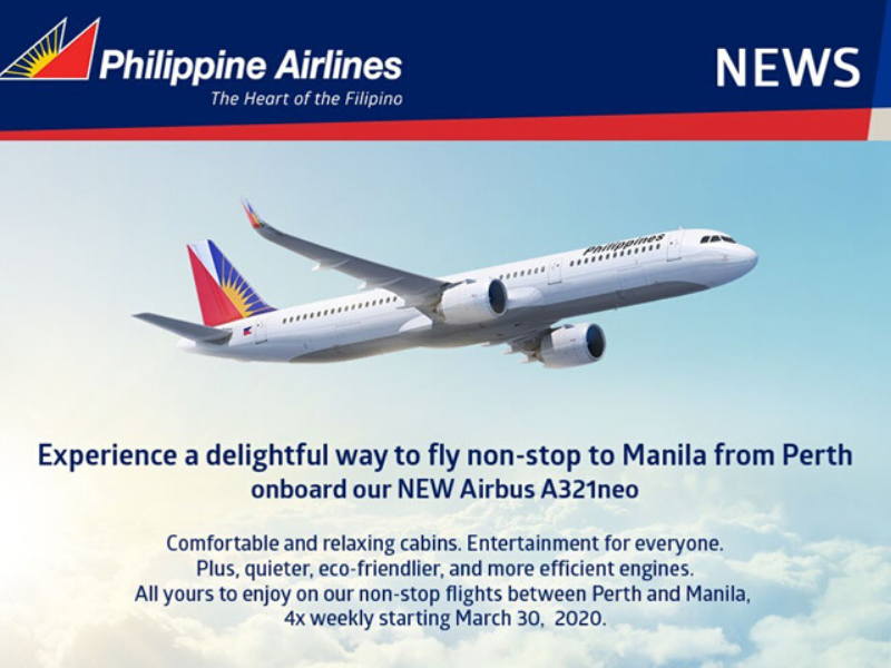 PAL to Add Direct Flights Between Manila and Perth Starting March 2020 ...