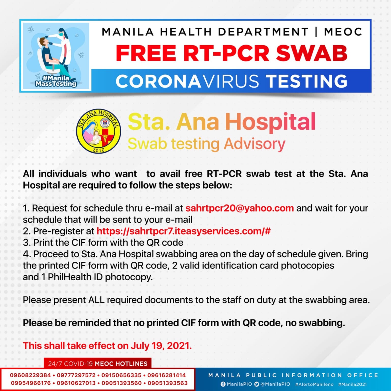 LOOK: Manila, Taguig offer Free Swab Tests, Here’s How to Avail ...