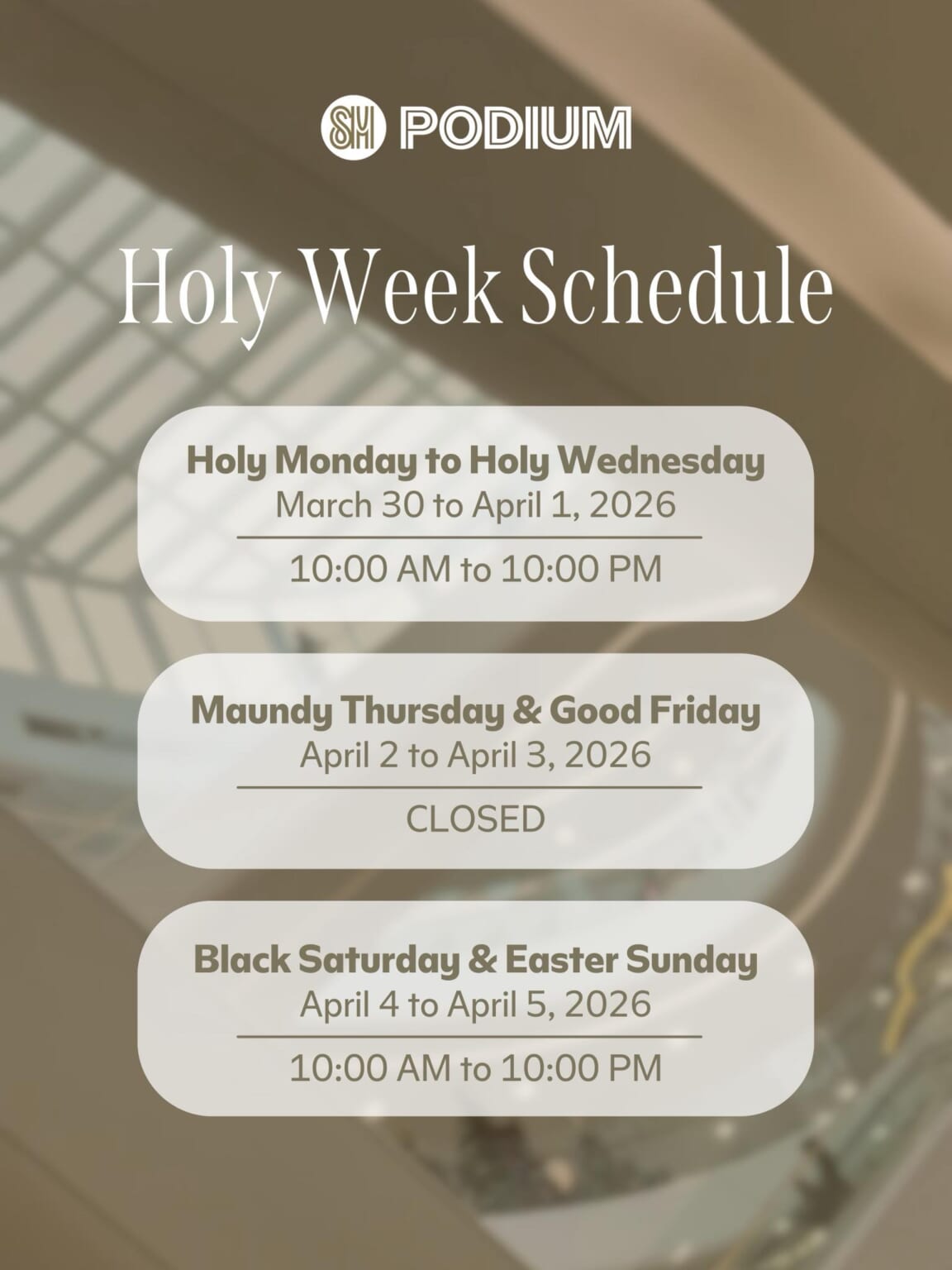GUIDE: Adjusted Mall Hours for Holy Week 2026 | Philippine Primer
