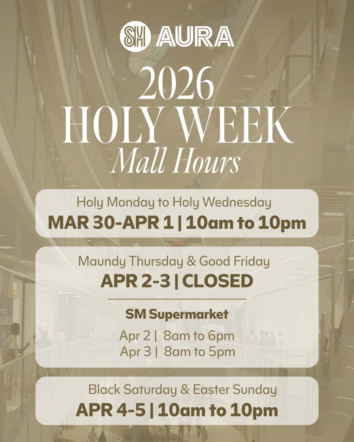 GUIDE: Adjusted Mall Hours for Holy Week 2026 | Philippine Primer