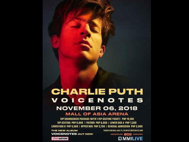 CANCELLED: Charlie Puth in Manila for Voicenotes Tour 2018 | Philippine ...